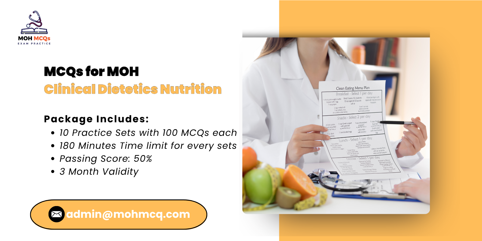 MCQs for MOH Clinical Dietetics & Nutrition— MOH MCQ 2025